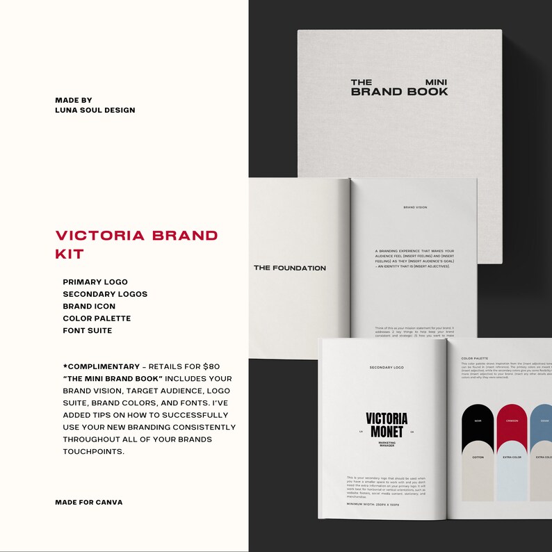 Victoria Premade Logo Design Template for Canva - Etsy