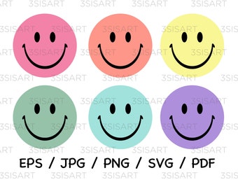 Rainbow Smiley Face Digital Sticker 1 Zipped File Including Eps/jpg/png ...