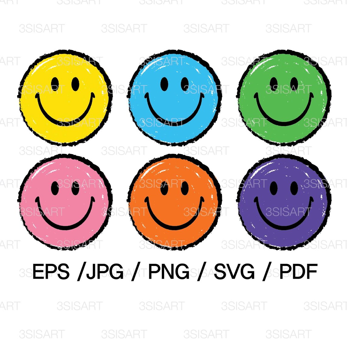 Crayon 6 Smileface With Pen: Digital Sticker 1 Zipped File Including ...