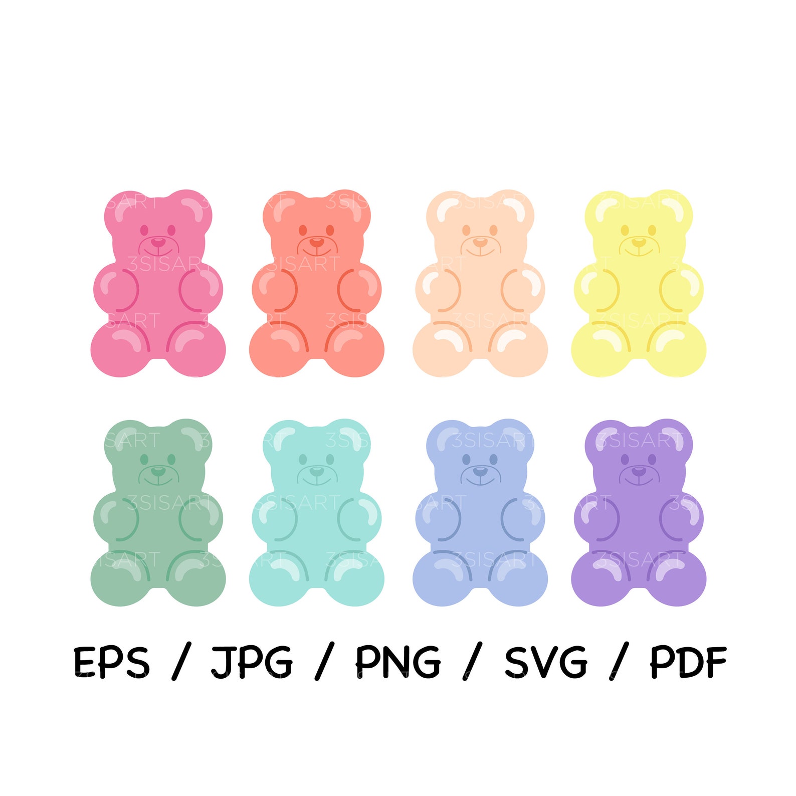 Pastel Jelly Bear, Gummy Bear 1 Zipped File Including Eps/jpg/png/svg ...