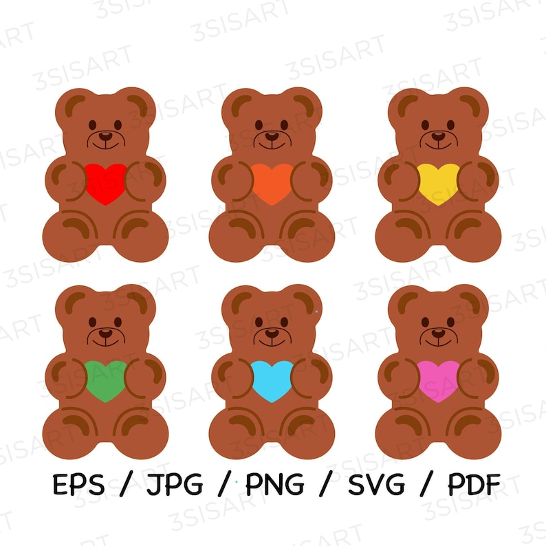 Love Bear, Teddy Bear Digital Clipart, Sticker & Cricut/digital Sticker ...