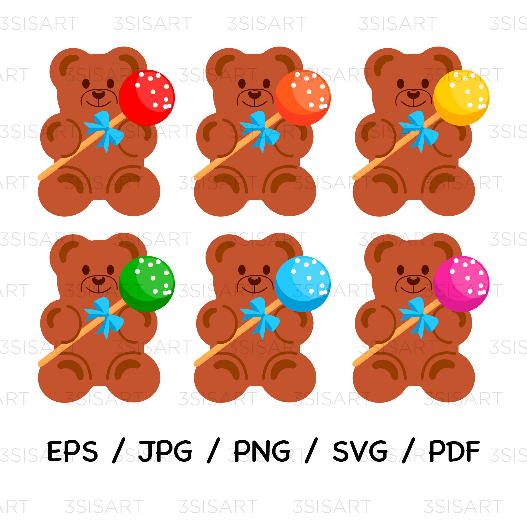 Bear With Candy_digital Sticker Eps/jpg/png/svg/pdf Digital Download ...