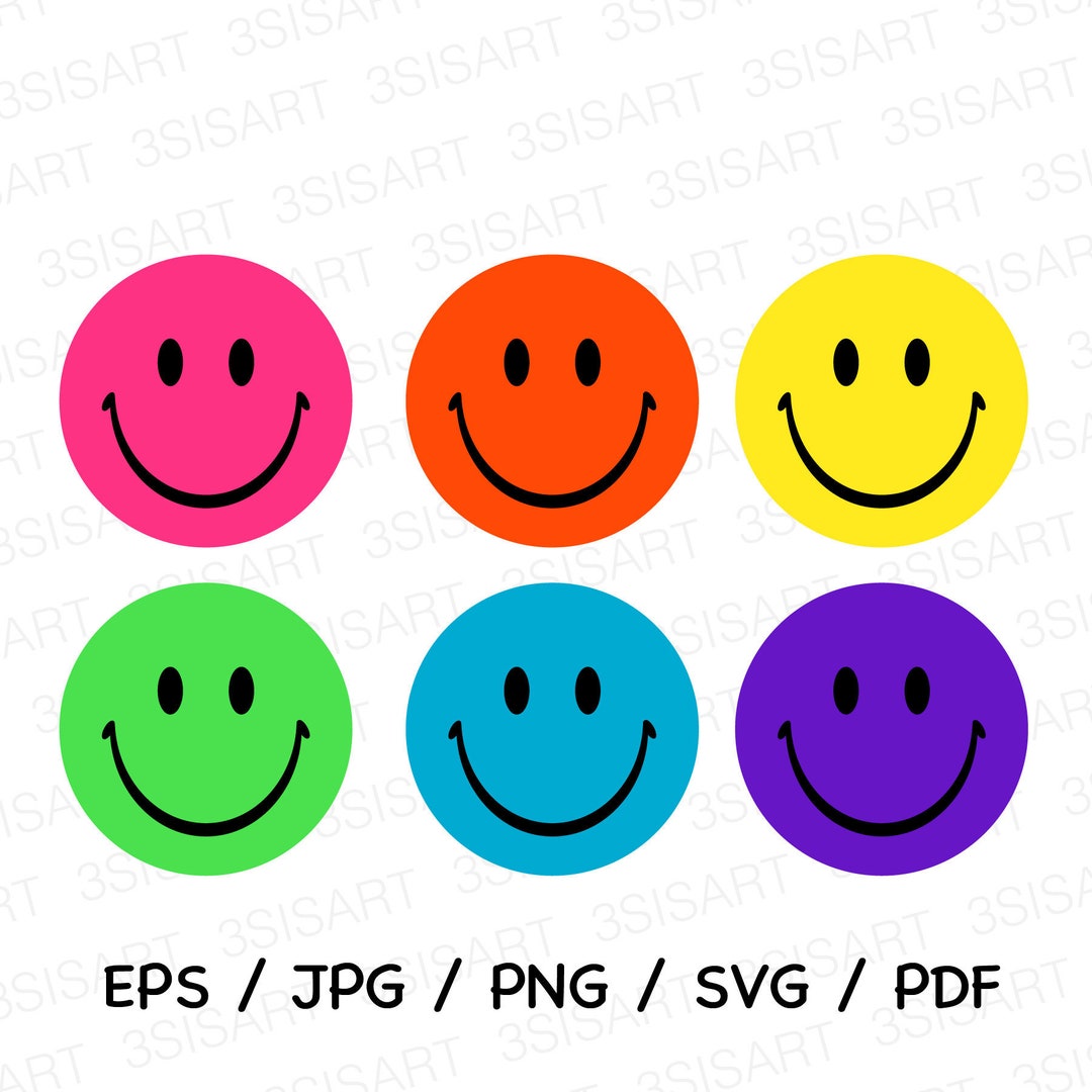 Rainbow Smiley Face Digital Sticker 1 Zipped File Including Eps/jpg/png ...