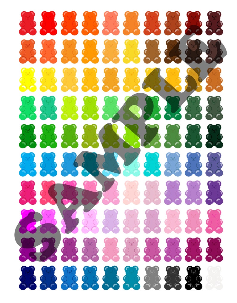 100 Colors Clip Art: 100 Haribo, Jelly Bear, Planner, Printable - Etsy