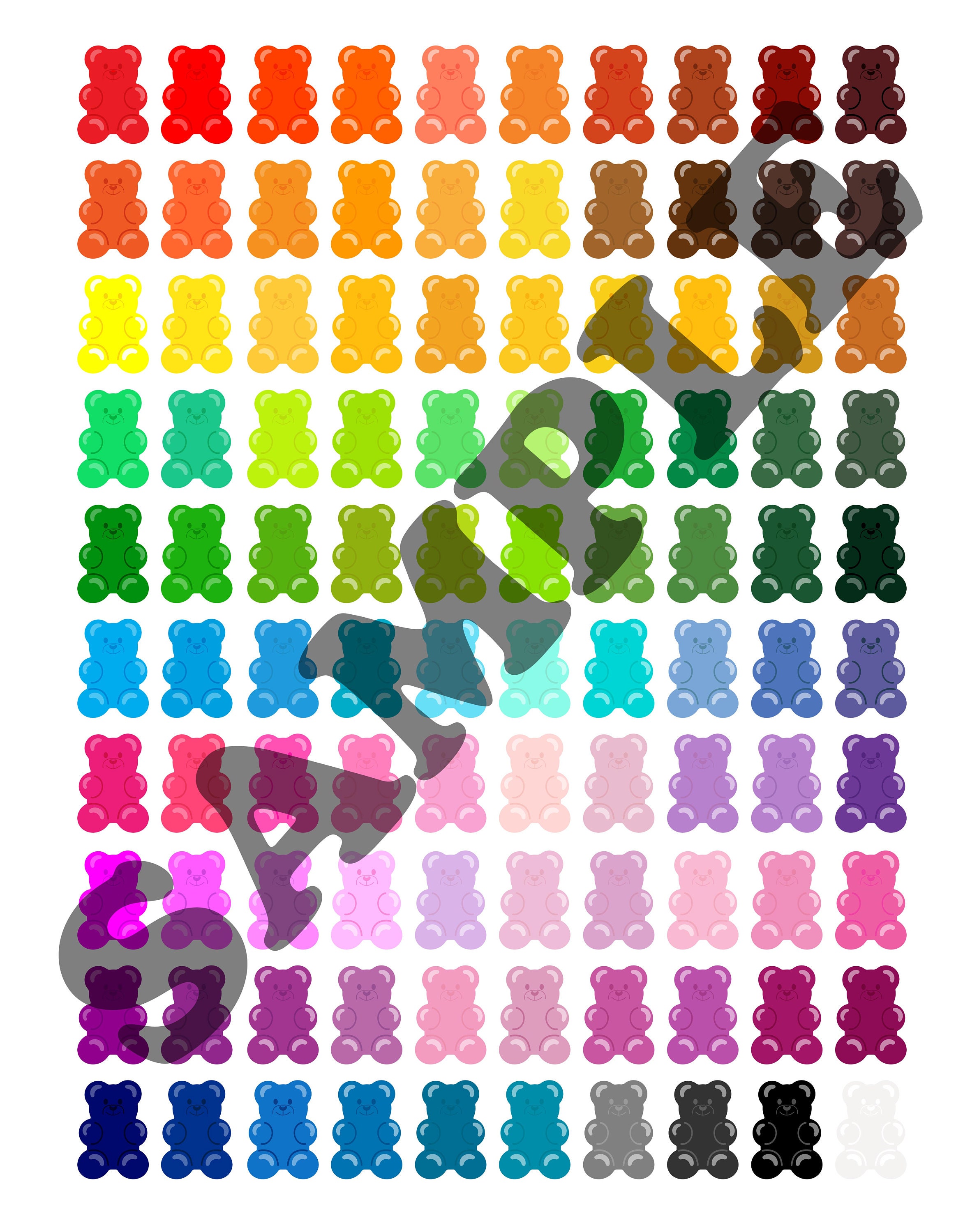 100 Colors Clip Art: 100 Haribo, Jelly Bear, Planner, Printable - Etsy