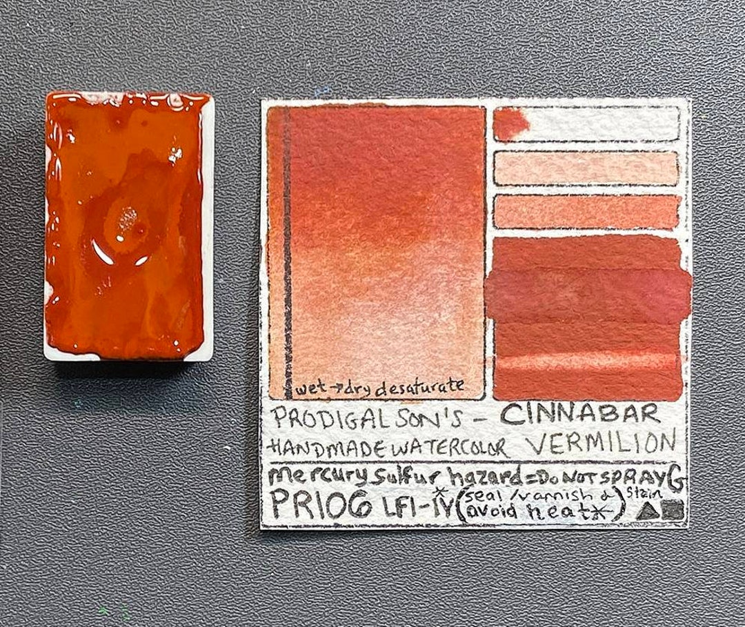 Genuine Cinnabar Vermilion Handmade Watercolor Paint. - Etsy