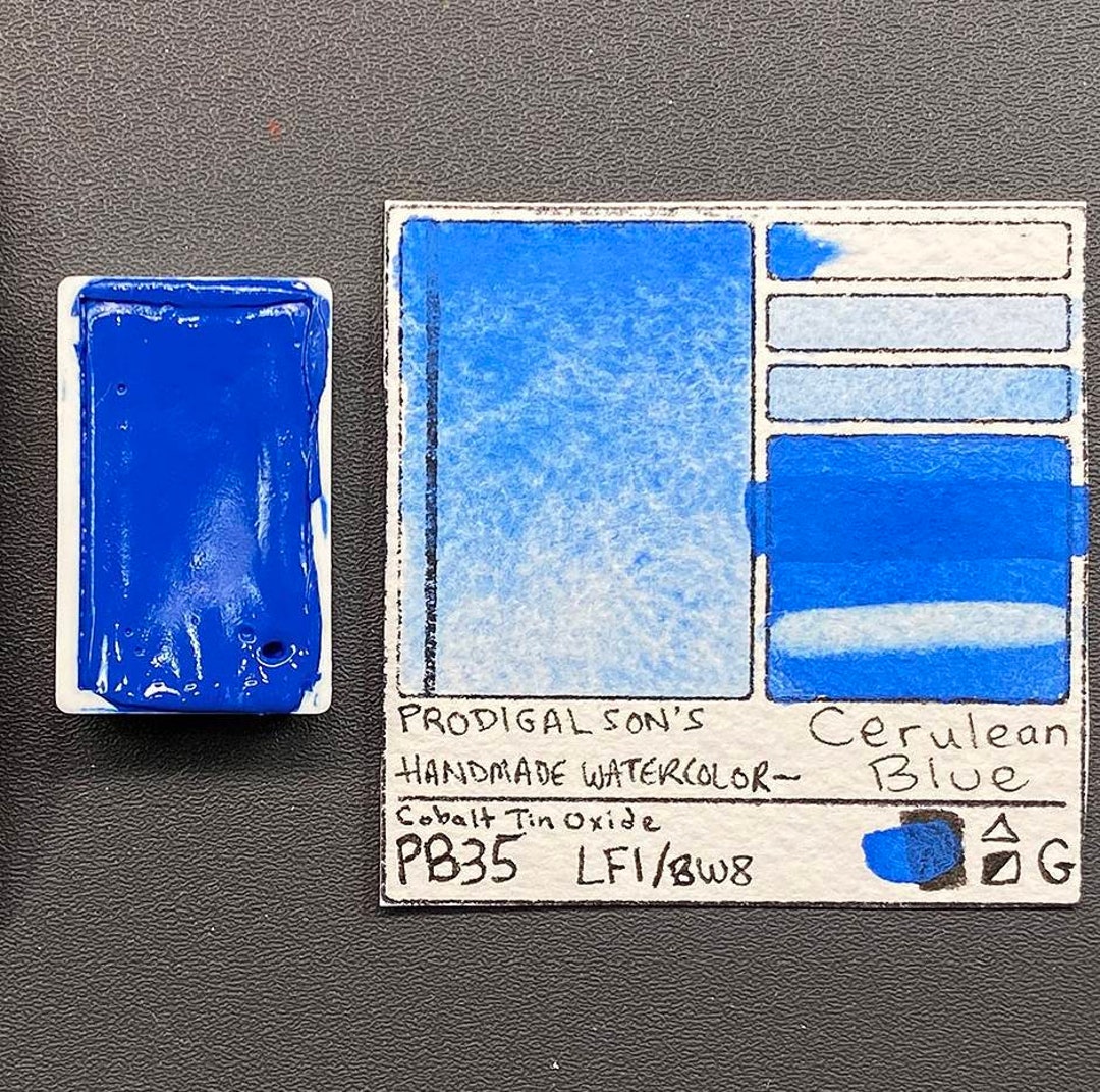 Cerulean Blue PB35 Handmade Watercolor Paint Slightly Warped *** Please ...