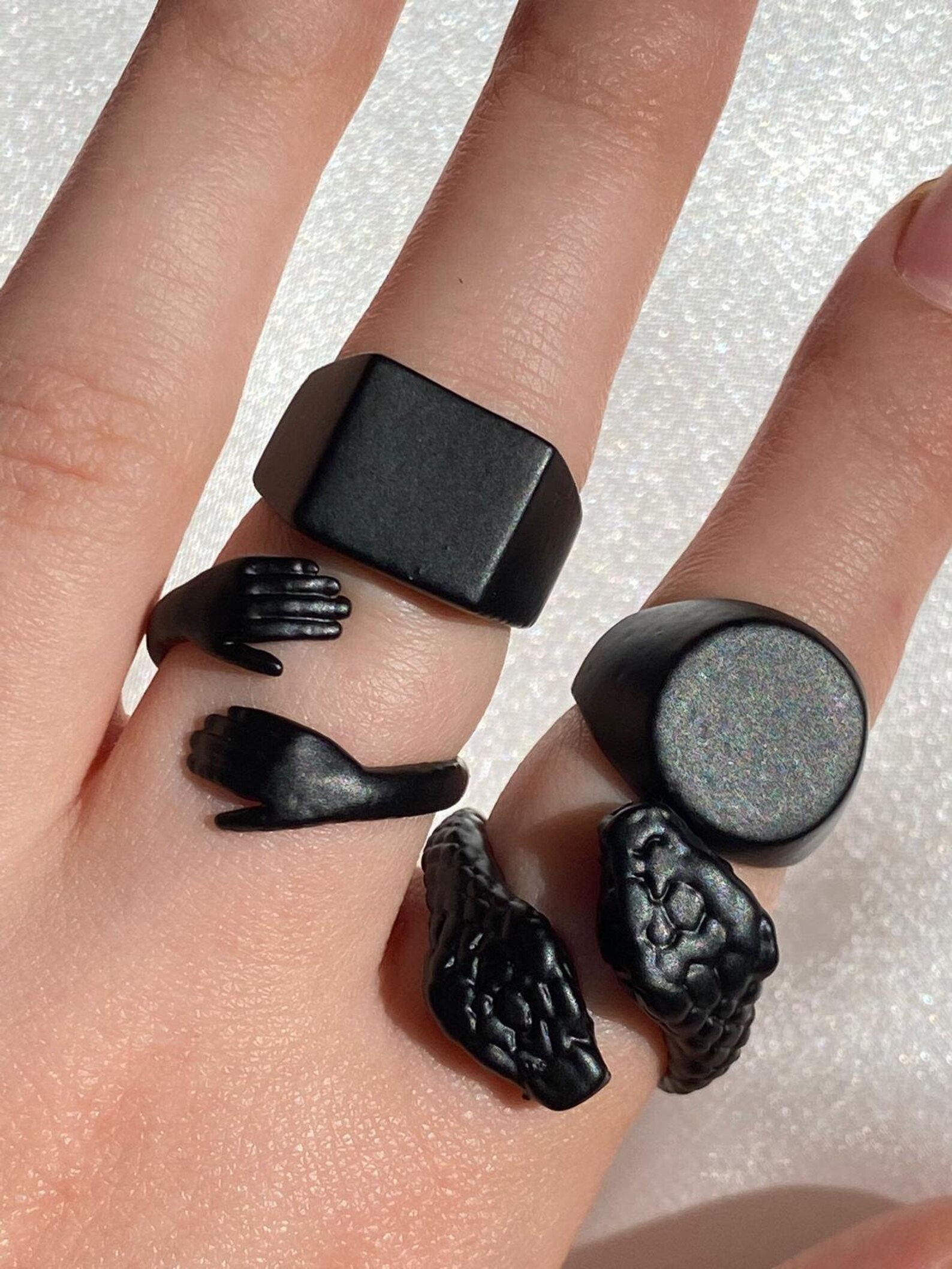 Matte Black Rings Matte Black Jewelry Black Ring Women - Etsy