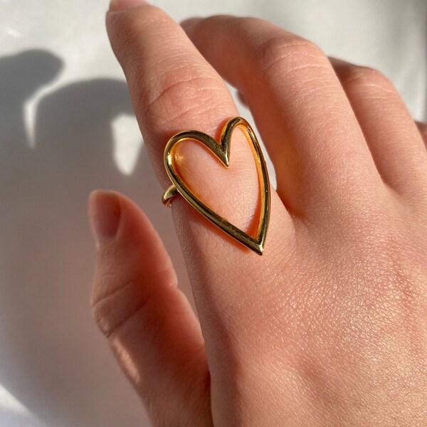 Open Heart Ring - Etsy