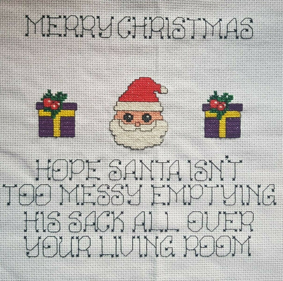Rude Christmas 'santa Empty His Sack' Cross Stitch - Etsy
