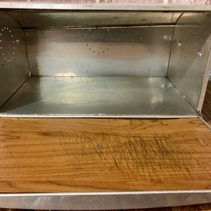 MCM Kromex Spun Aluminum Bread Box With Turquoise Accent Stripe 1950s ...