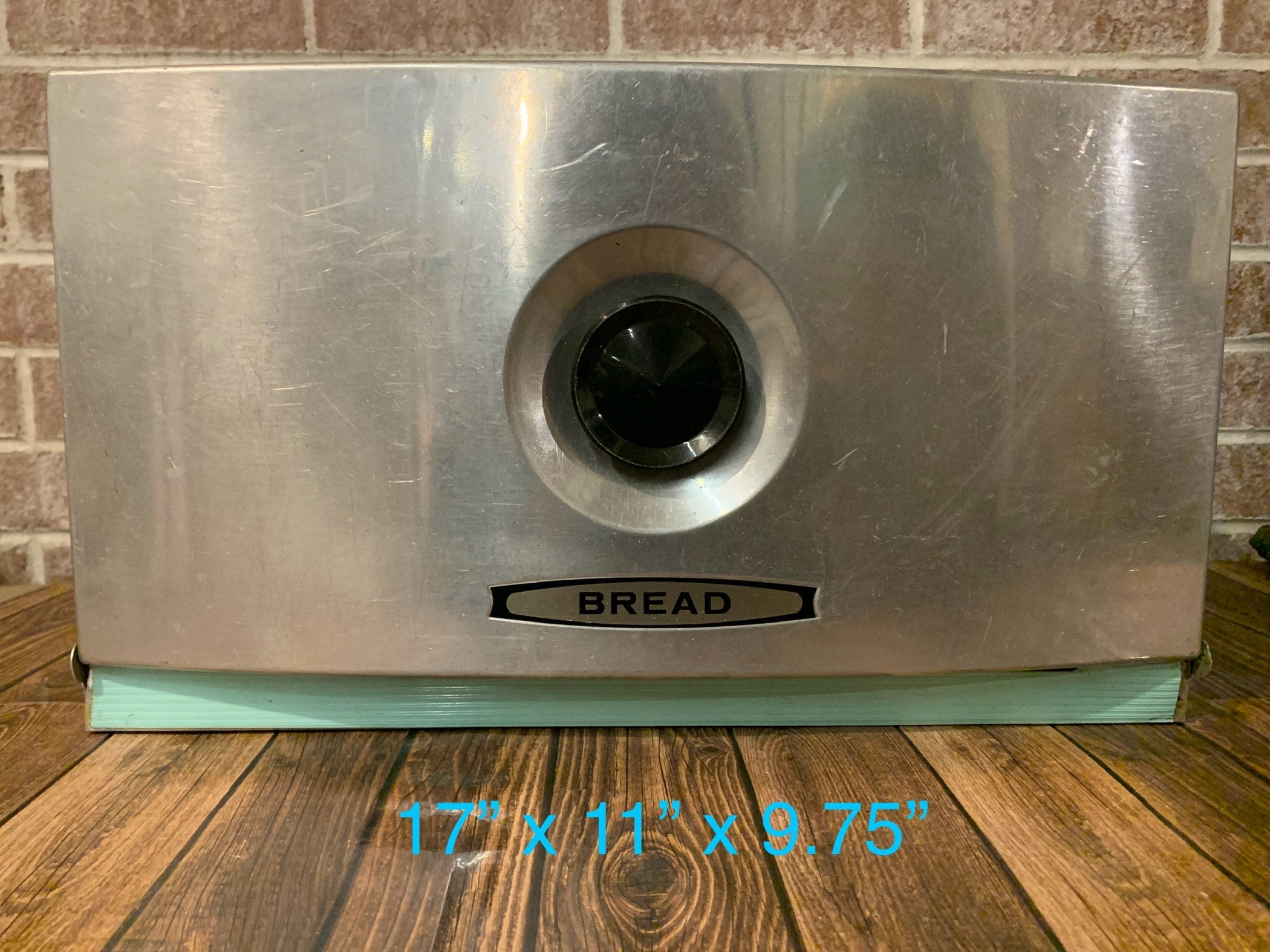 MCM Kromex Spun Aluminum Bread Box With Turquoise Accent Stripe 1950s ...