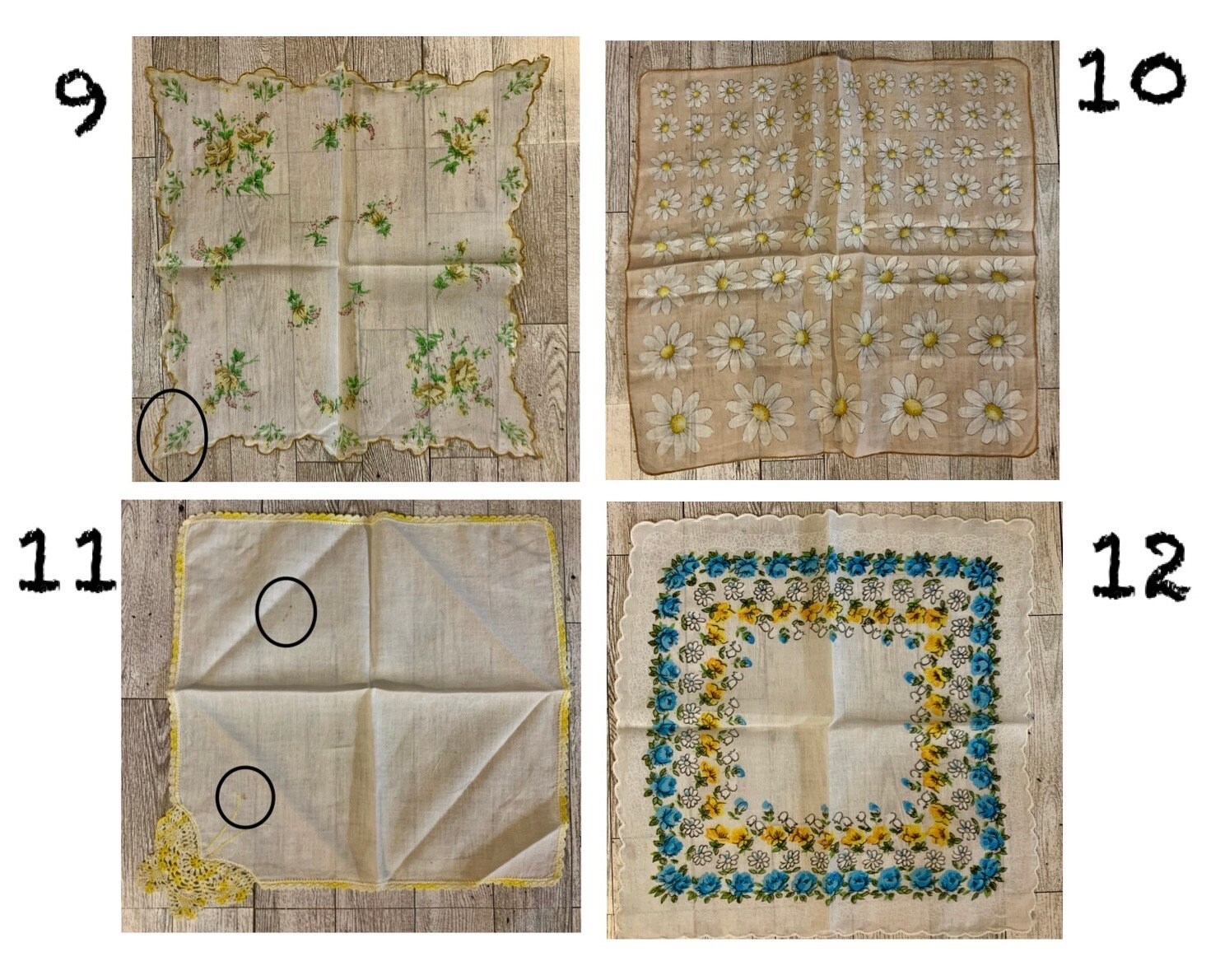 Vintage Handkerchief Assortment Selection States Flowers Variety of ...