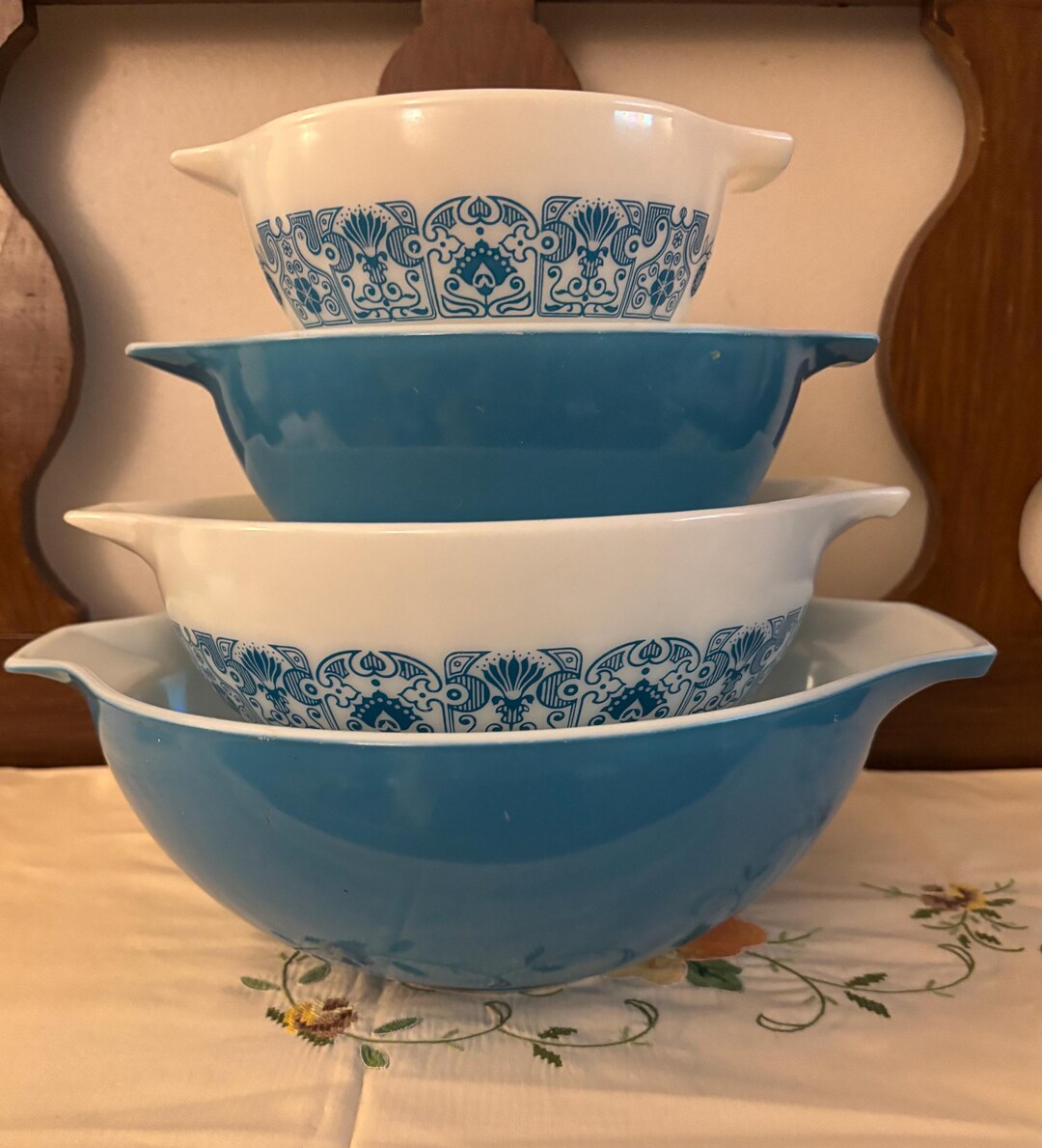 Pyrex "horizon Blue" Cerulean Blue and White Cinderella Mixing Bowls ...