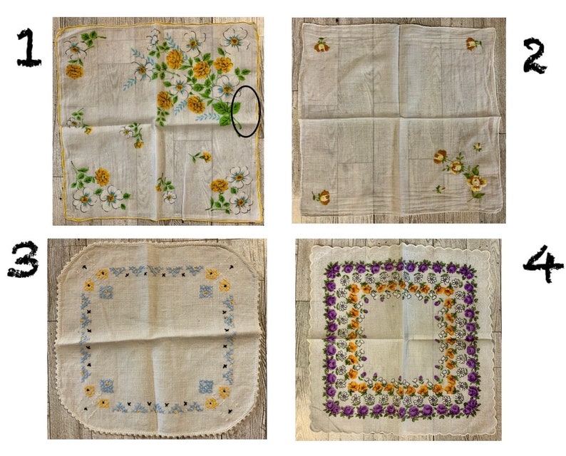 Vintage Handkerchief Assortment Selection States Flowers Variety of ...