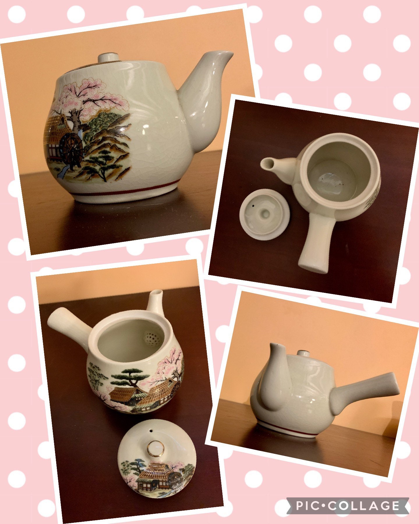 Vintage Bone China Japanese Tea Set Teapot With Lid Saki Decanters Mugs ...