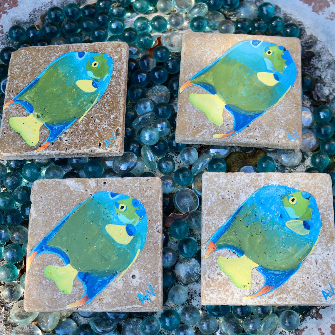 Set of 4 Custom Sea Life Coasters - Etsy
