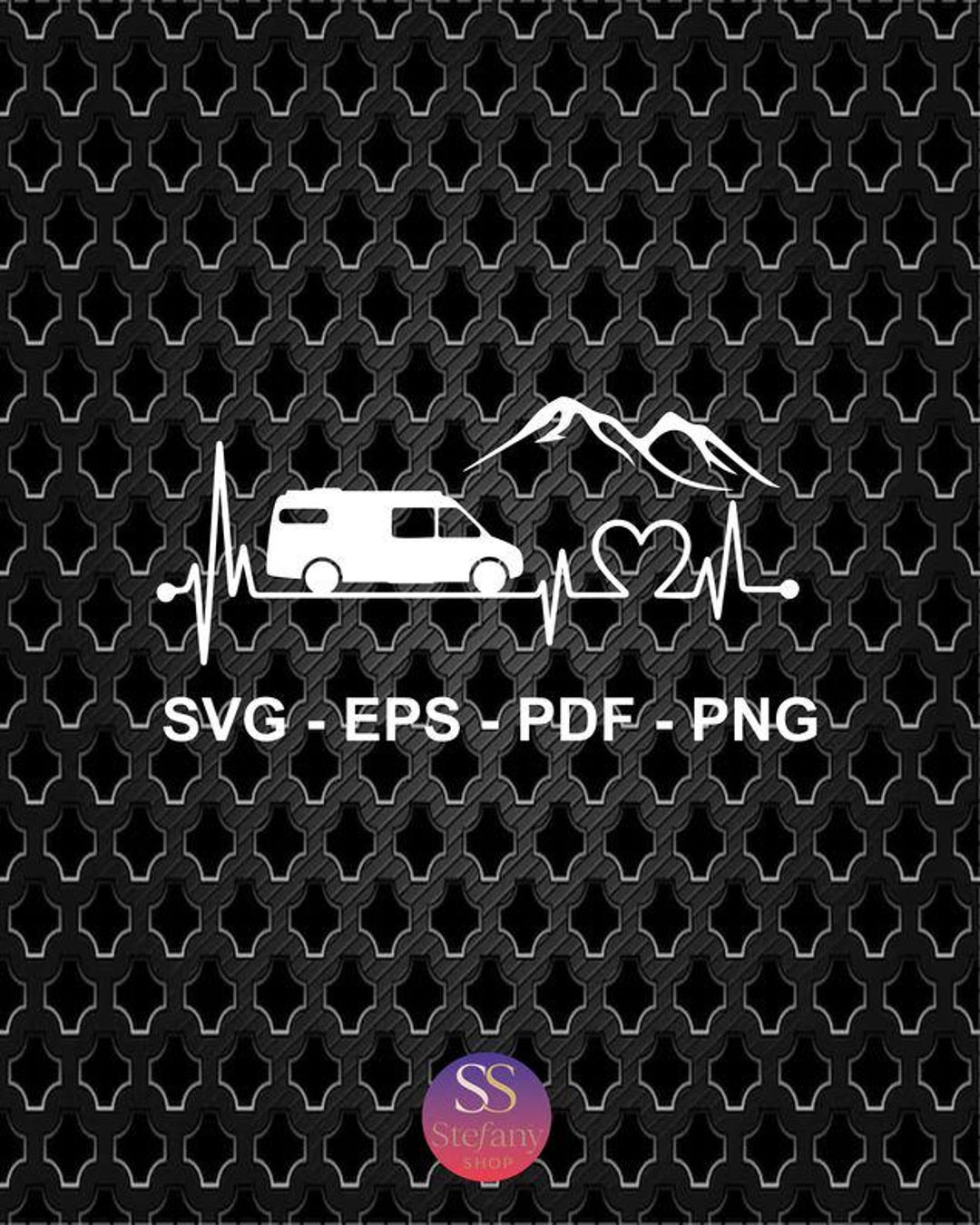 Camper Van Heartbeat Motorhome Caravan SVG EPS PDF | Sticker Decal ...