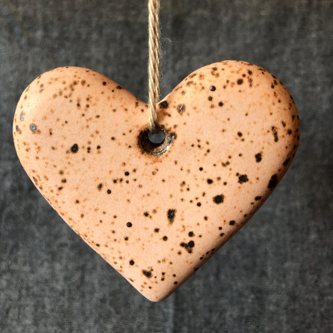 Handmade Ceramic Heart Ornament: Iron Freckle Decoration - Etsy