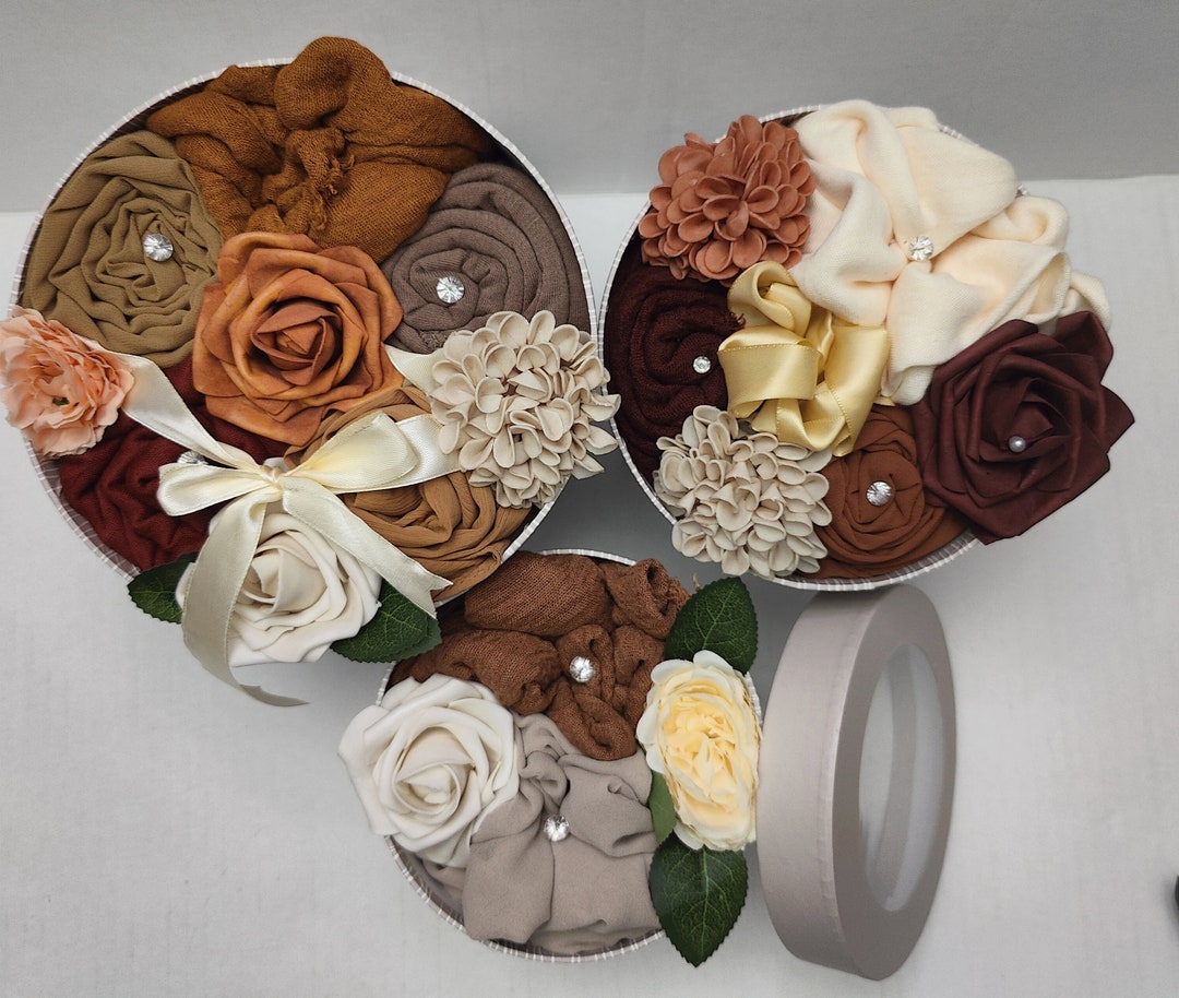 Mystical Hijab Gift Box, Personalized Luxury Hijabs, Perfumed Flowers ...