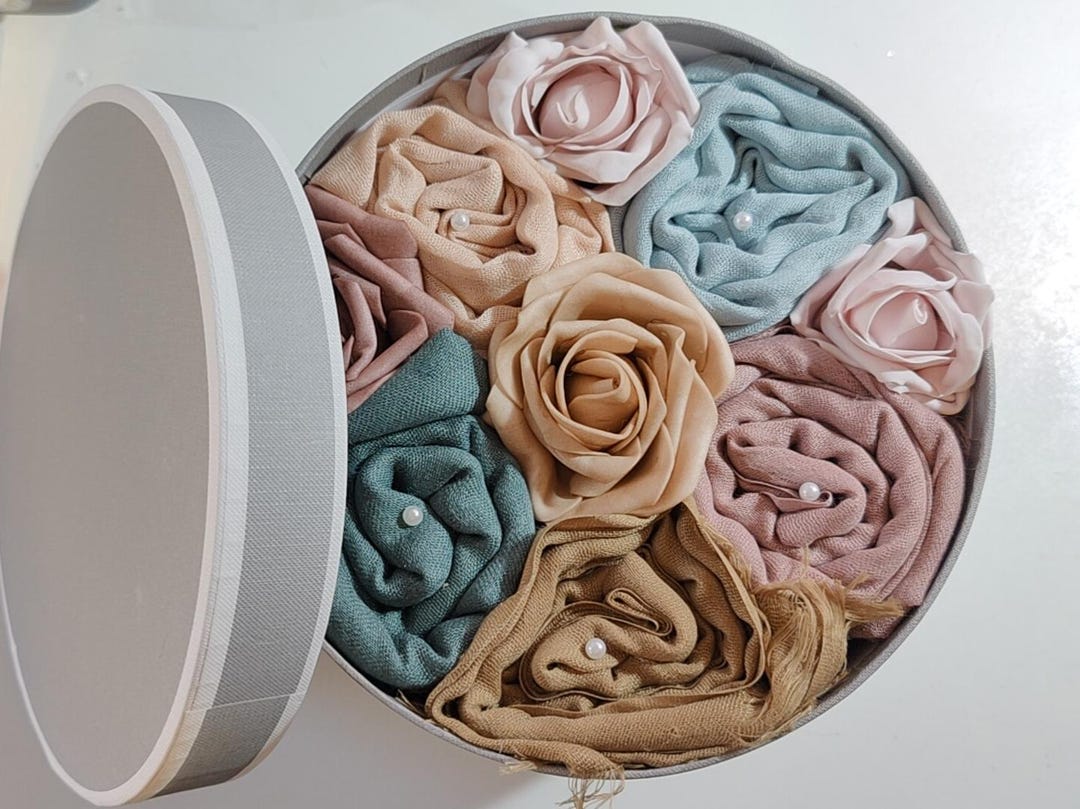 Personalized Hijab Gift Box, Floral Arrangement, Luxury Modal Hijabs - Etsy