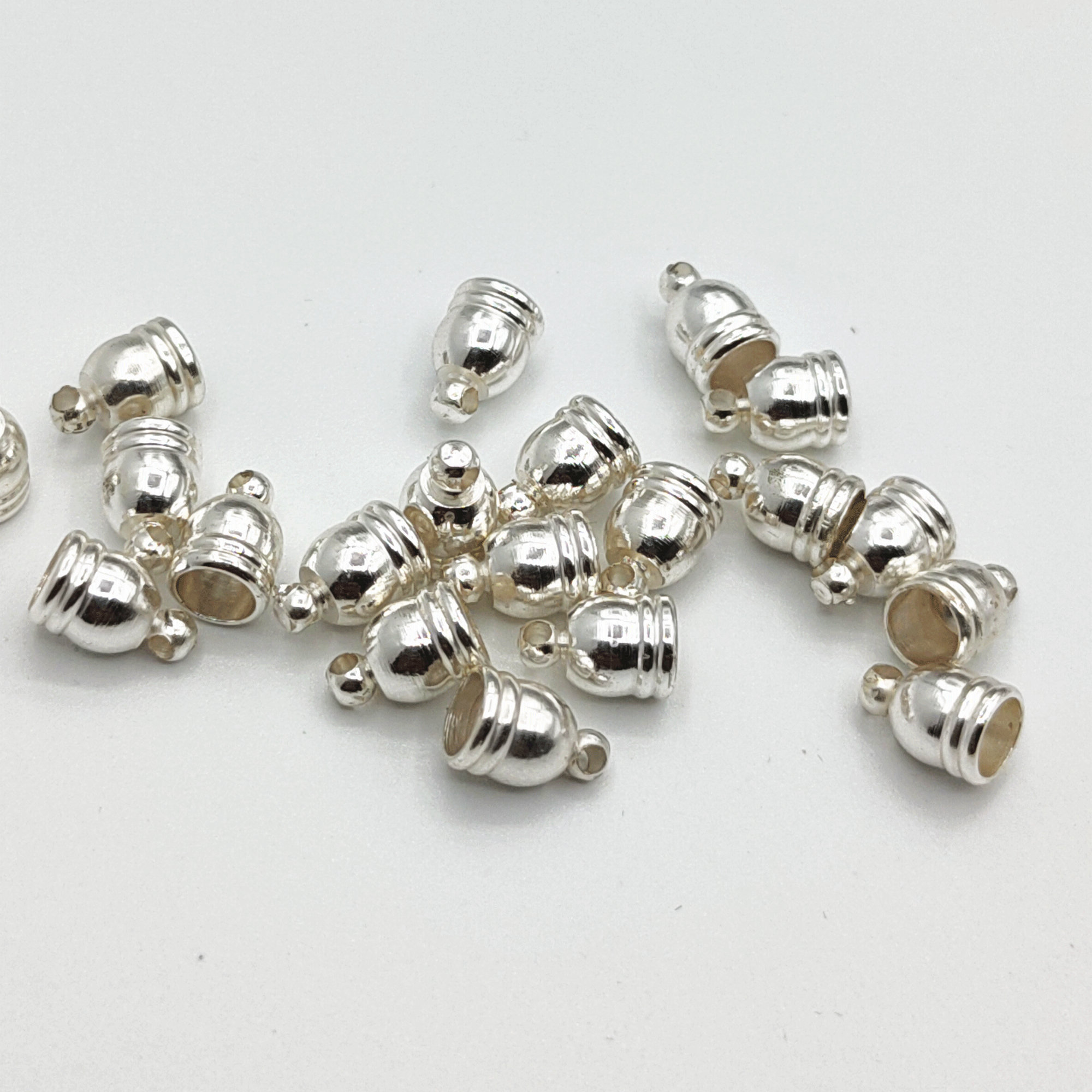 25 Pcs Silver Kumihimo End Caps, Kumihimo Caps, Bulet Shape End Caps ...