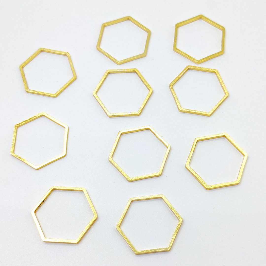 10 Pc Hexagon Brass Connector, Silver, Gold Plated Hexagon Connector ...