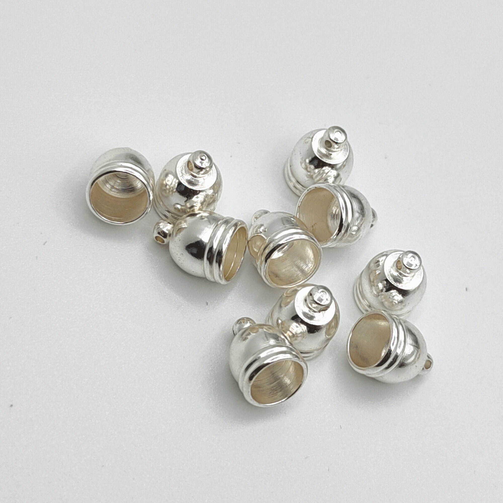 25 Pcs Silver Kumihimo End Caps, Kumihimo Caps, Bulet Shape End Caps ...
