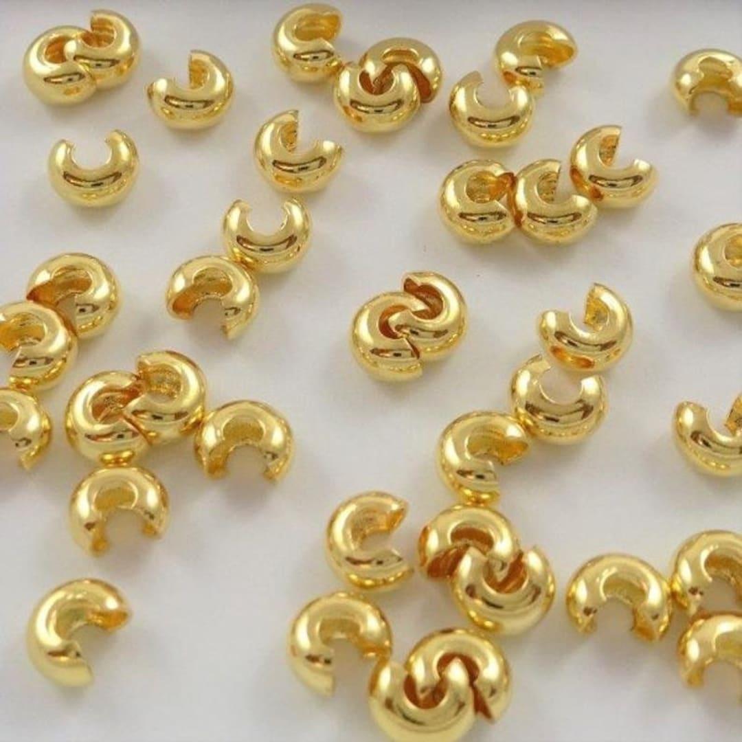 50 Pc - 5mm Gold Crimp Covers, 5mm Silver Crimp Covers, Jewelry Making ...