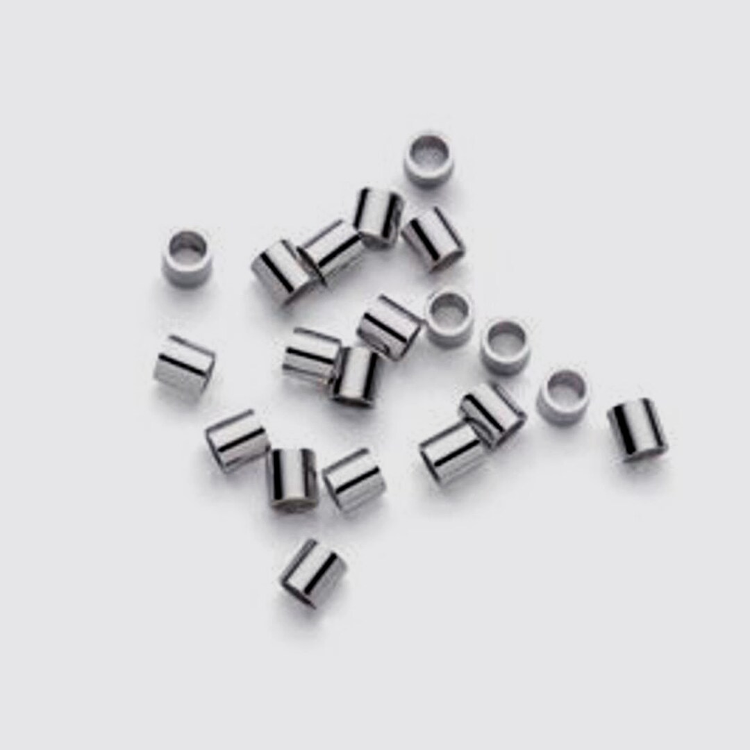 Crimp Tubes, Silver Plated & E-coated Copper, Size 2mm X 2mm, Pack of ...