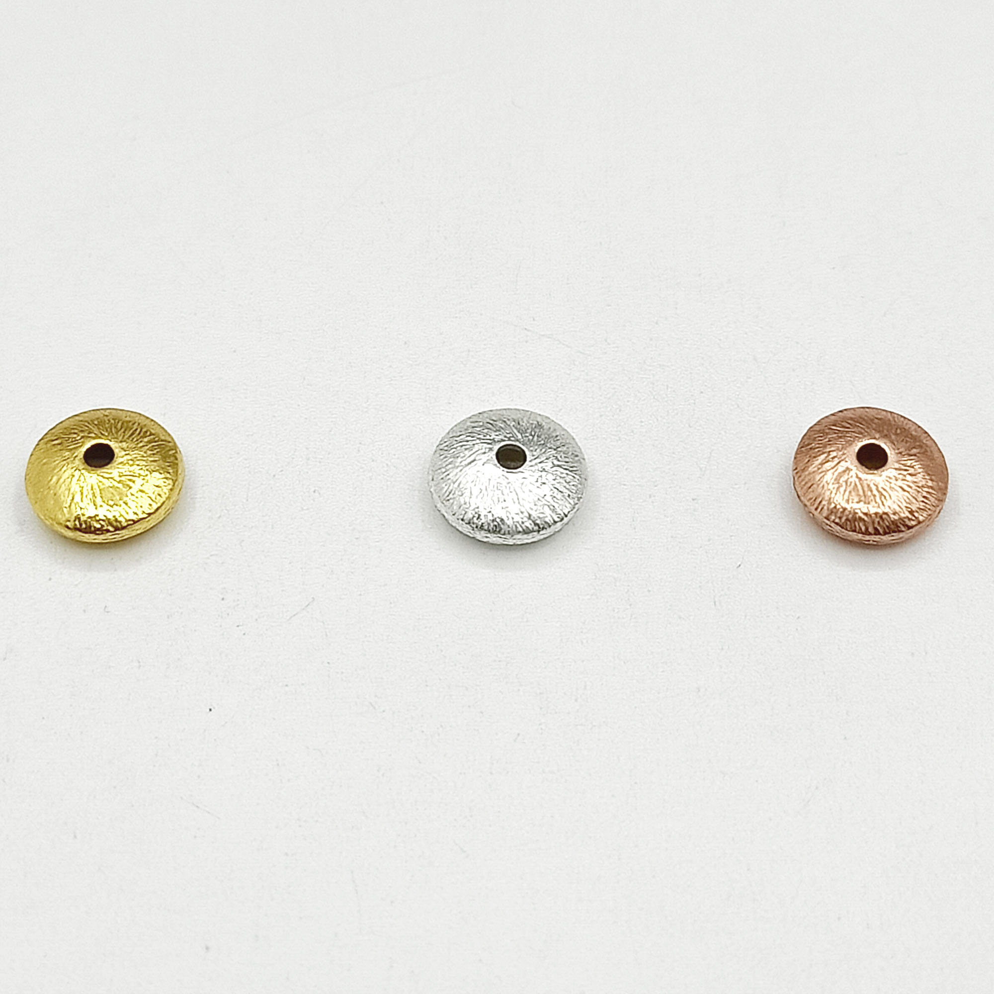 10mm Flat Round Beads, Gold Plated Brushed Finish Disc Beads, Brushed ...