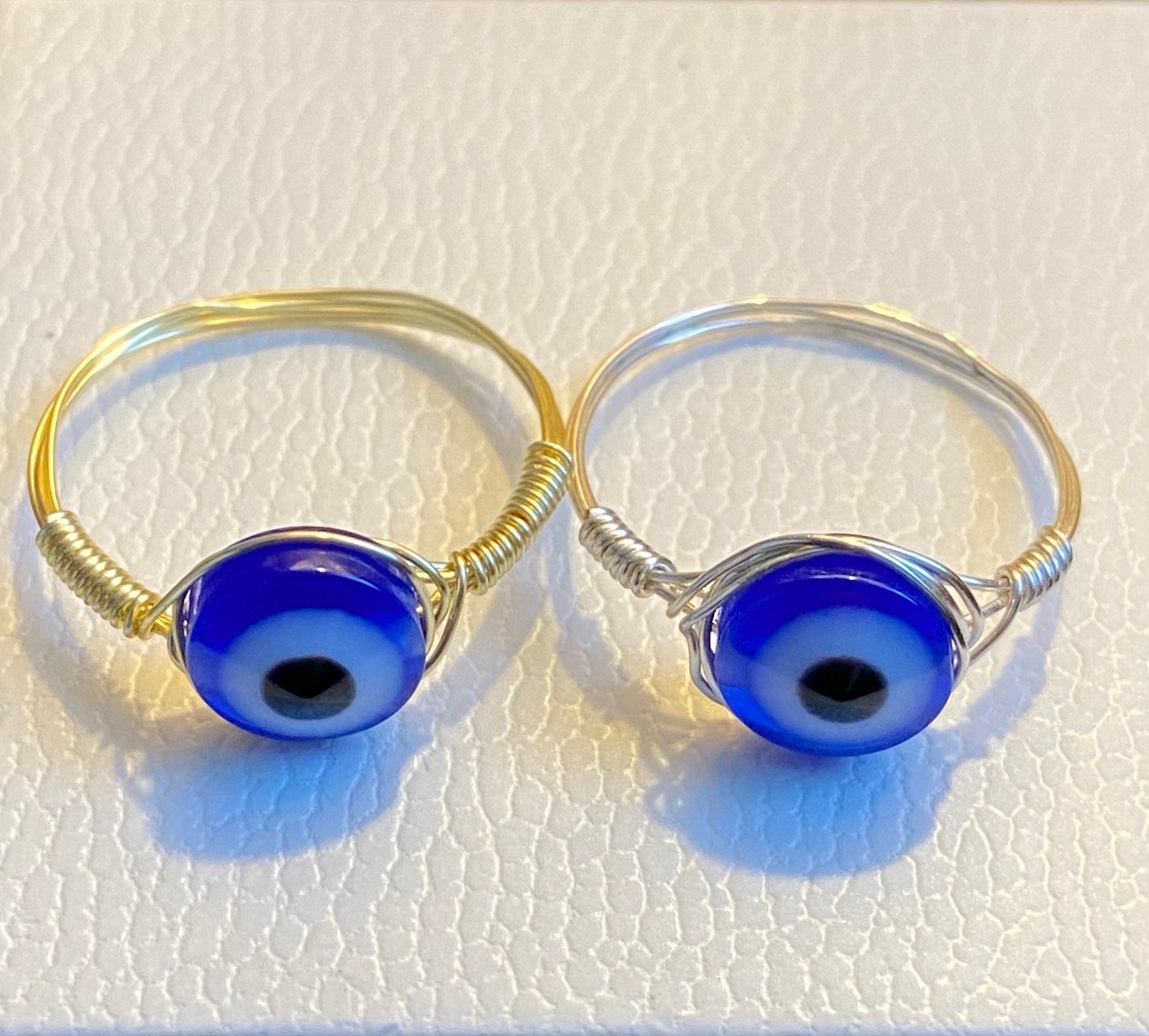 Evil Eye Wire Ring Etsy