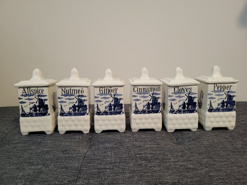 Vintage German Porcelain Spice Jars- Set of 6 - Etsy