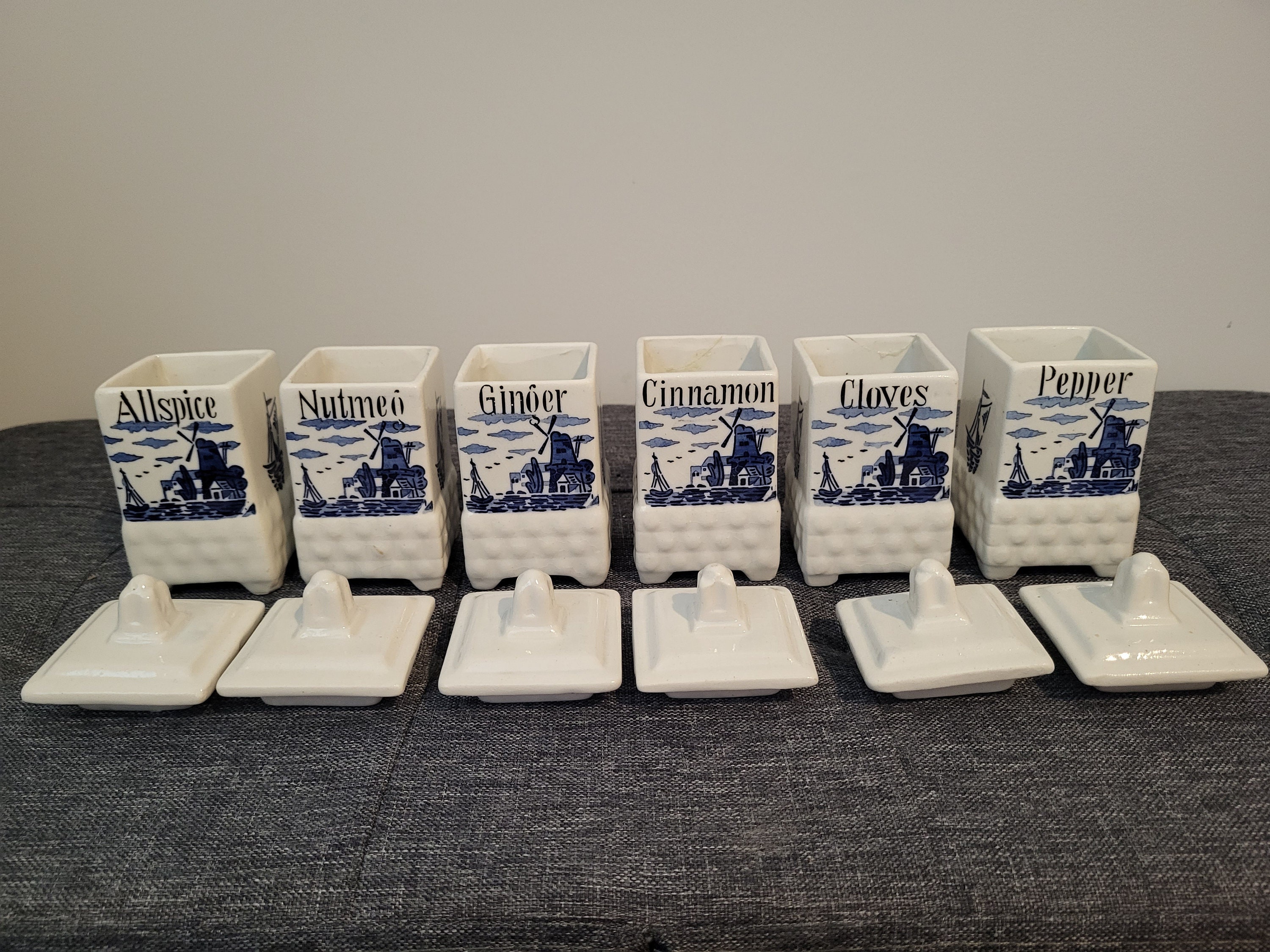 Vintage German Porcelain Spice Jars- Set of 6 - Etsy