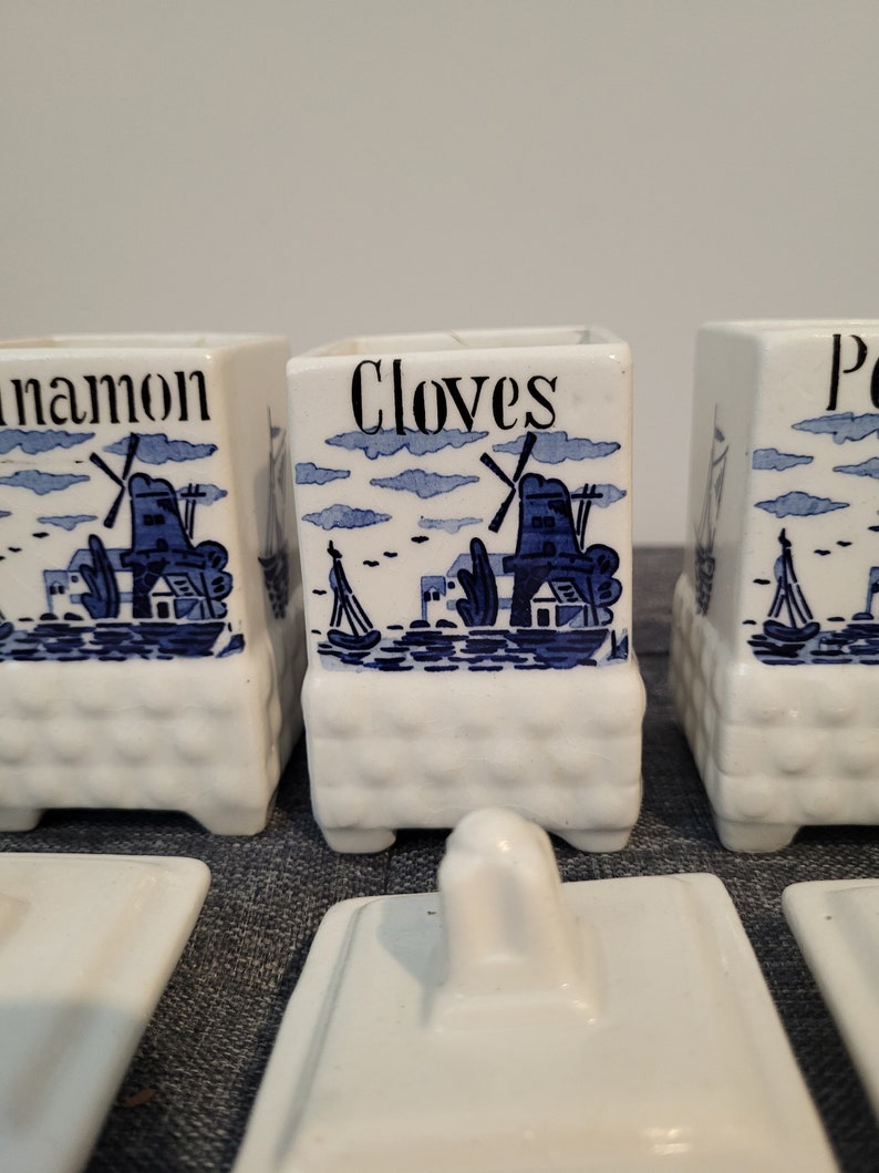 Vintage German Porcelain Spice Jars- Set of 6 - Etsy