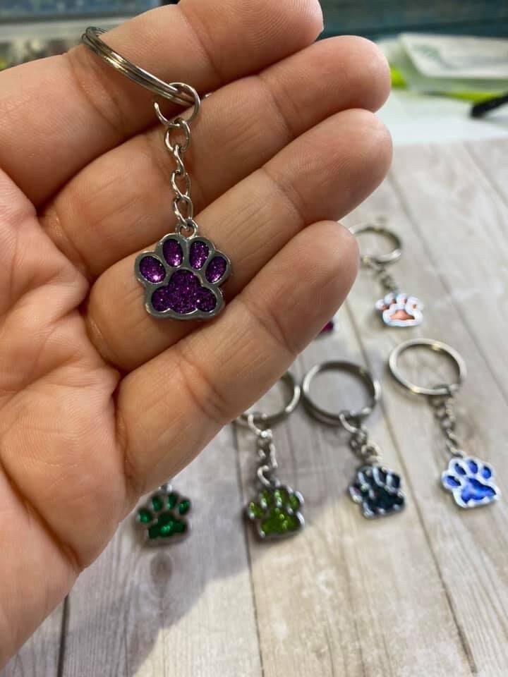 Paw Print Keychains Colorful Gifts Paws Cat Dog Paw - Etsy