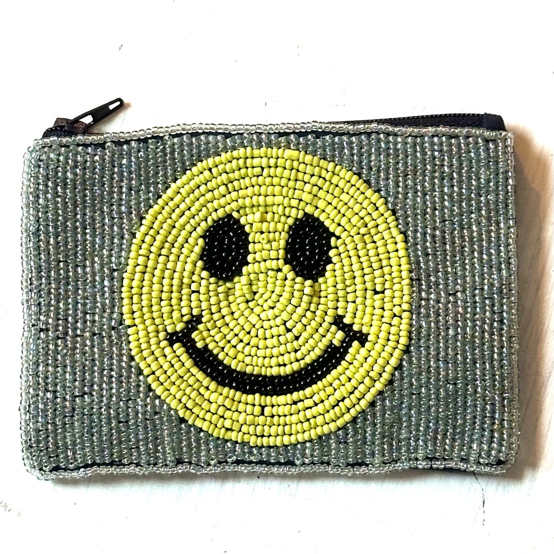 In Stock Beaded Smiley Emoji Pouch/ Beaded Bolts/beaded Gift - Etsy