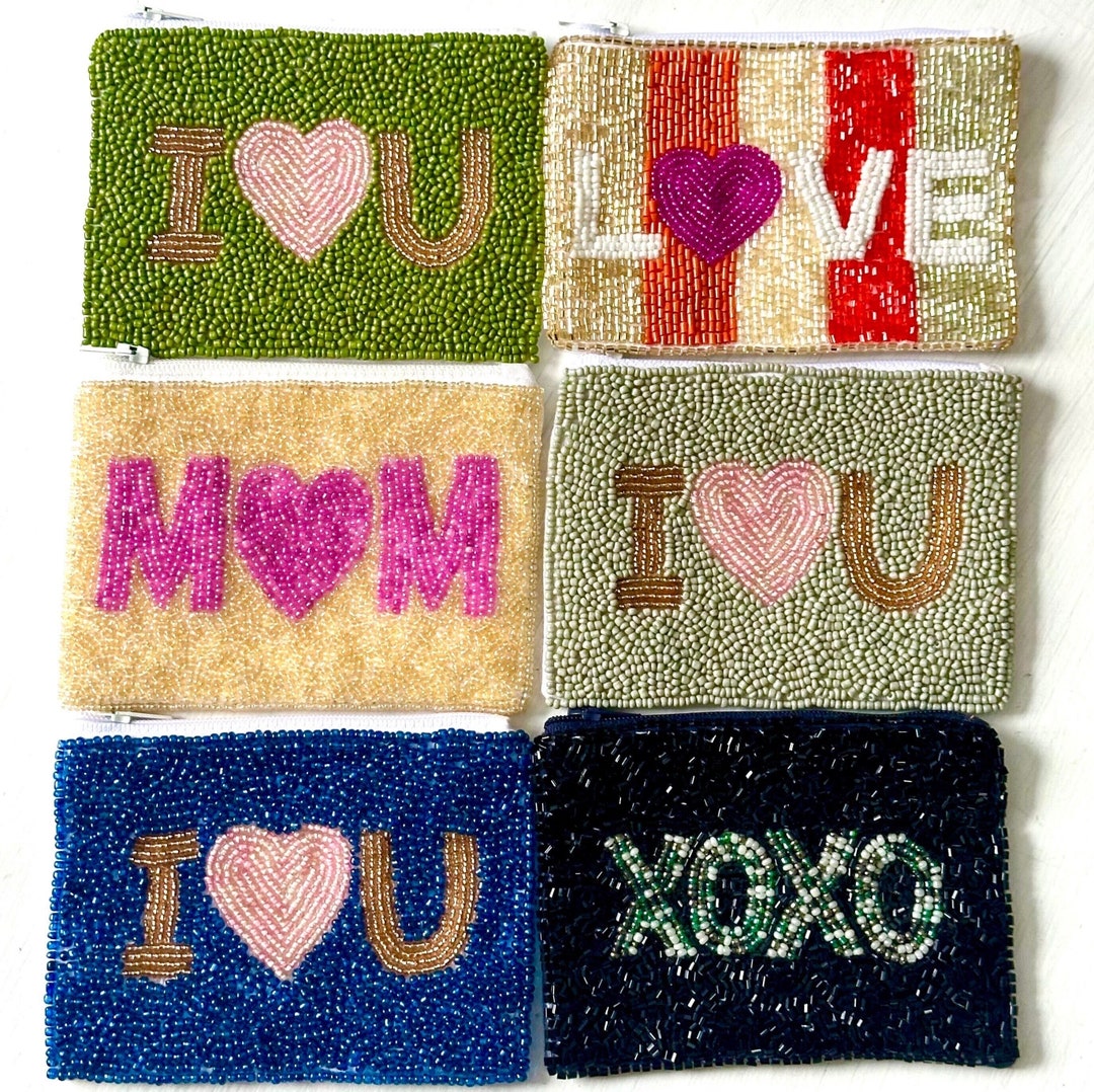In Stock Beaded Love Pouch/ Weddings/valentine’s Day/hearts/beaded Gift ...