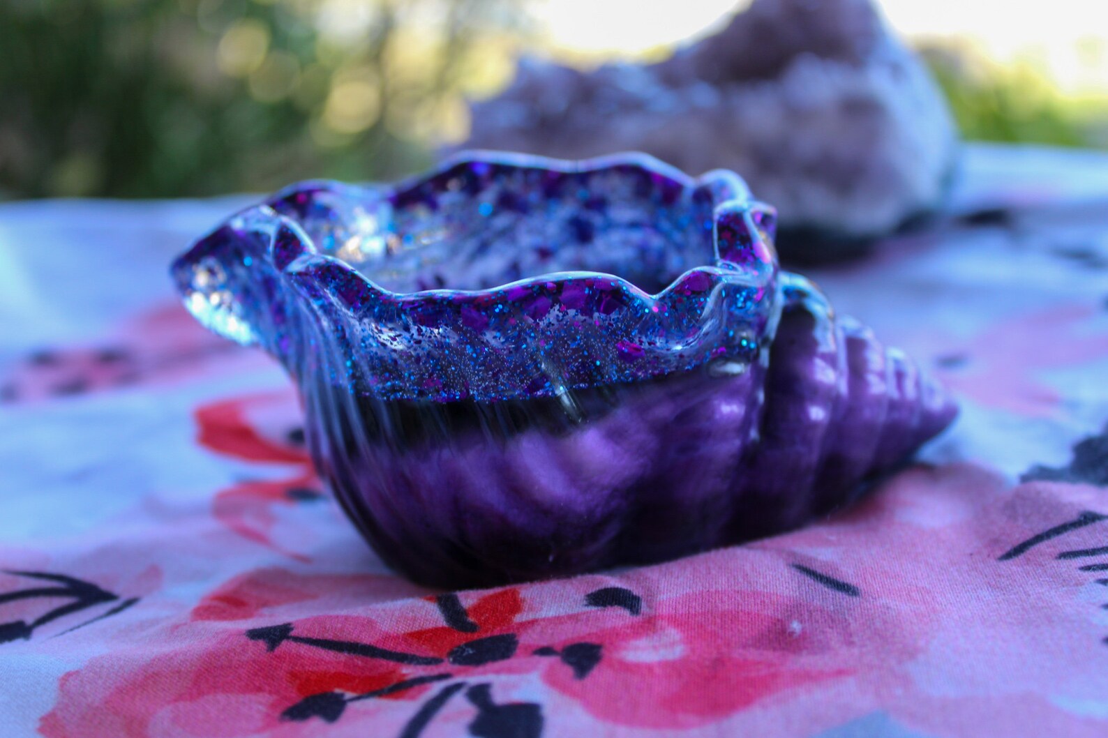 Purple Resin Conch Shell Ashtray Trinket Dish Sparkling | Etsy