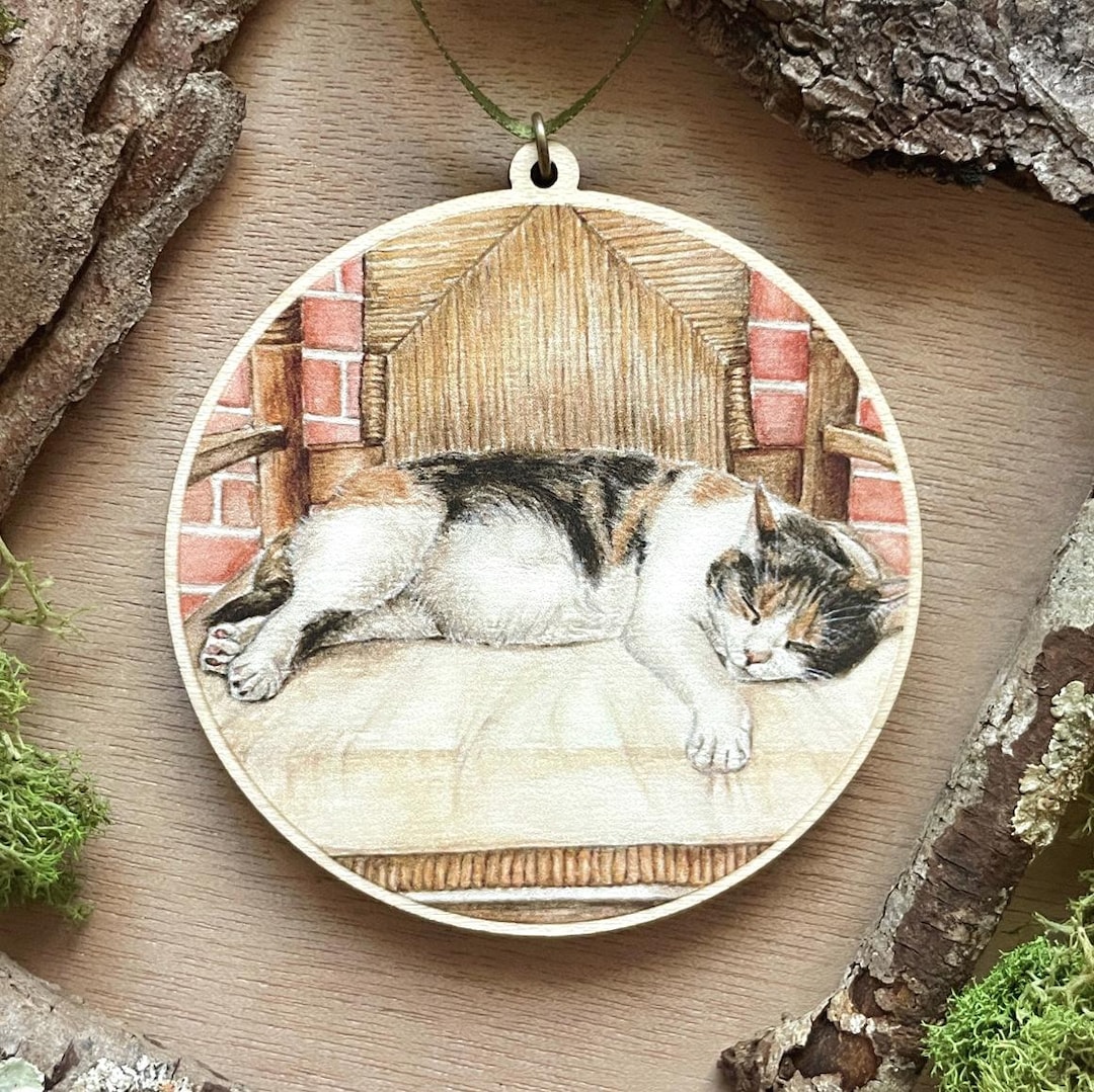 Calico Cat Ornament Cat Art Cat Watercolor Calico Cat Gifts Cats Wooden ...