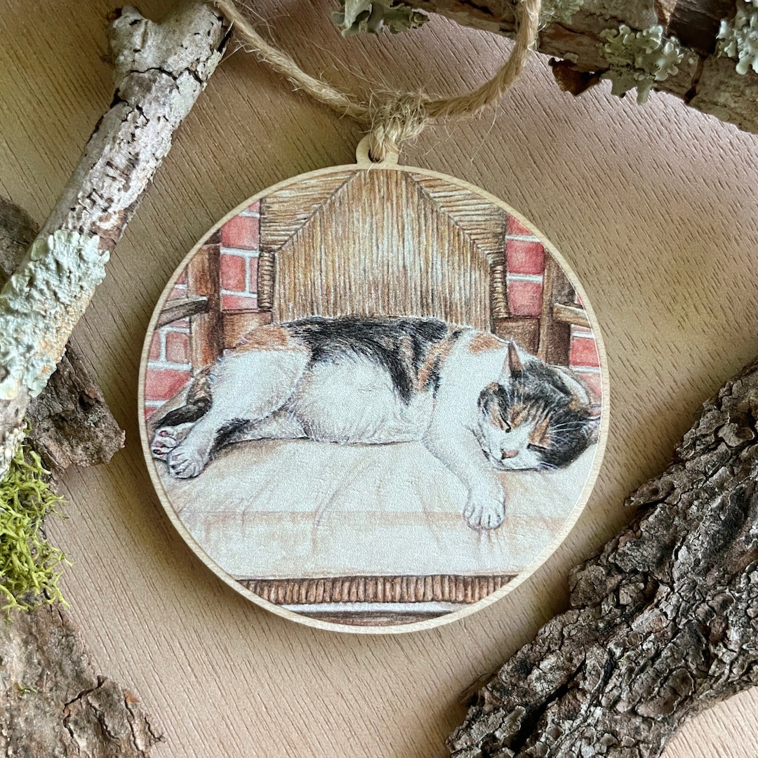 Calico Cat Ornament Cat Art Cat Watercolor Calico Cat Gifts Cats Wooden ...