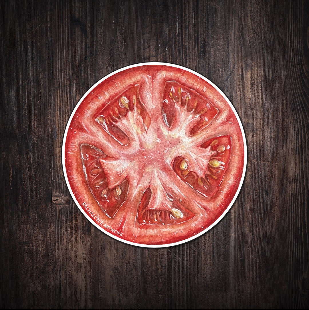 Sliced Tomato Sticker Art Sticker Tomato Art Gardener Gifts Tomatoes ...