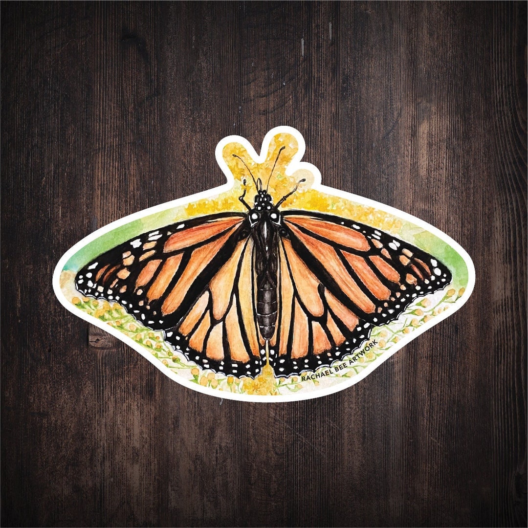 Monarch Butterfly Sticker Watercolor Art Sticker Wildlife Sticker ...