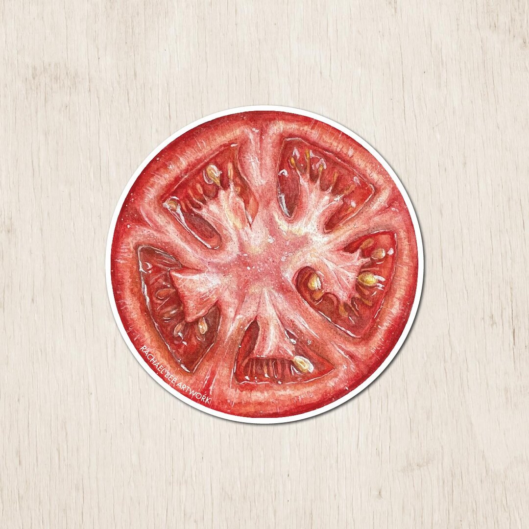 Sliced Tomato Sticker | Art Sticker | Tomato Art | Gardener Gifts ...