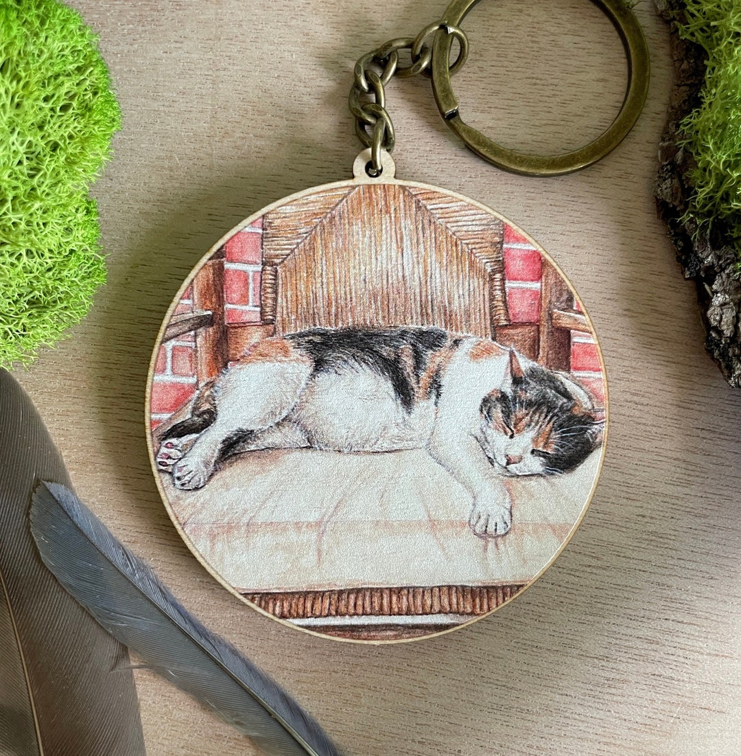 Calico Cat Keychain Cat Art Cat Watercolor Calico Cat - Etsy
