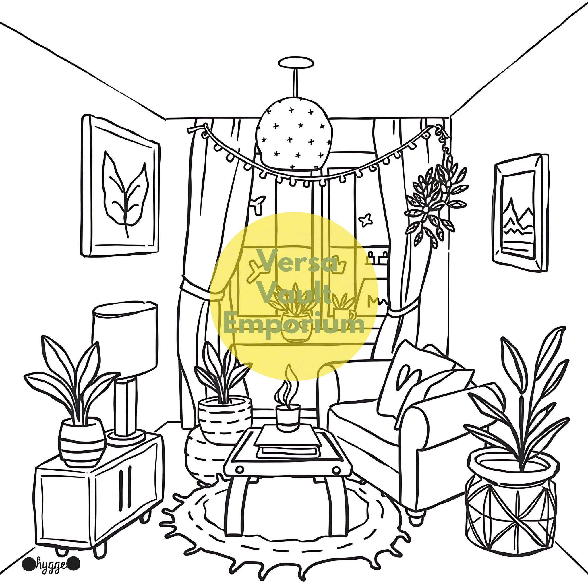 Hygge Place Coloring Pages | Cozy Adult Coloring for Relaxation ...