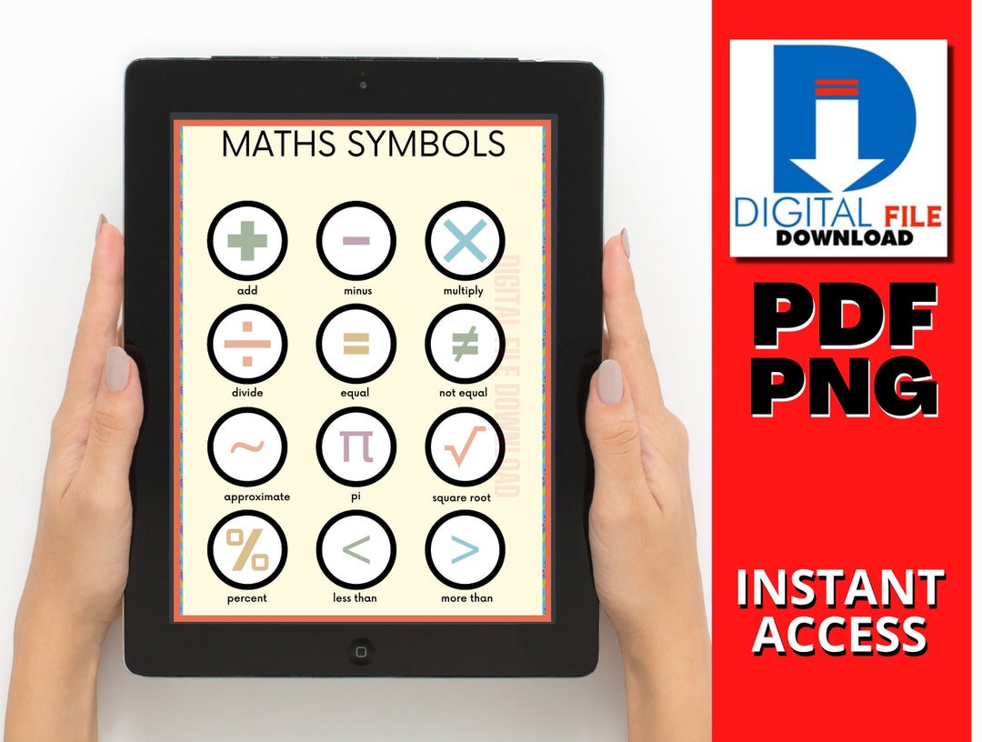 Learn Math Symbols, Printable Maths Poster, Educational Math Chart ...