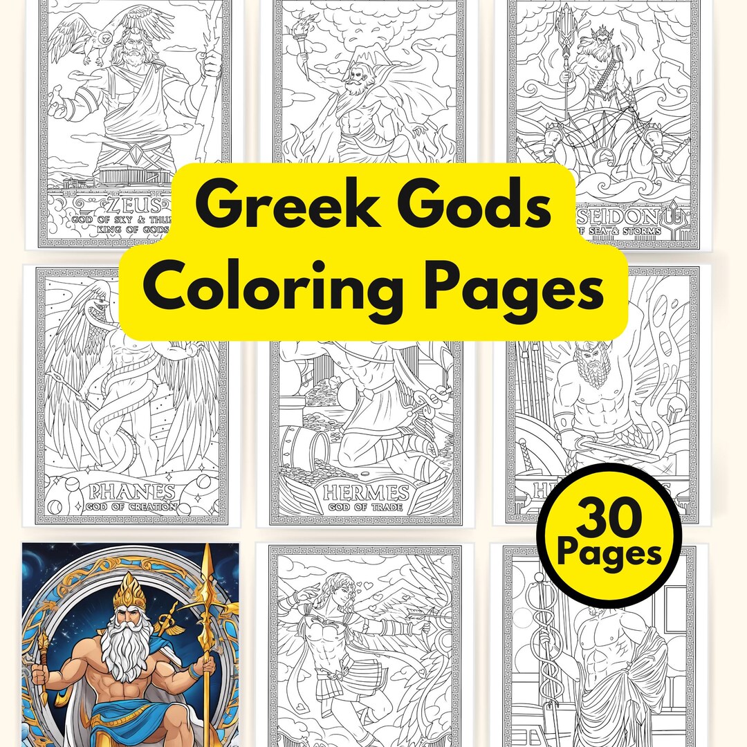 Greek God Coloring Pages Bundle | Printable Mythology Art for ...