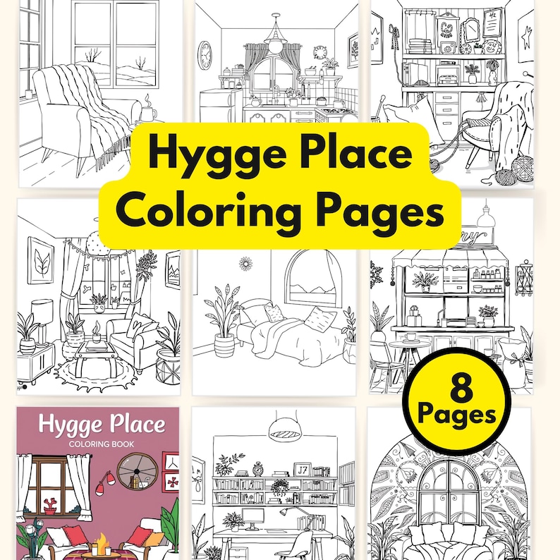 Hygge Place Coloring Pages | Cozy Adult Coloring for Relaxation ...