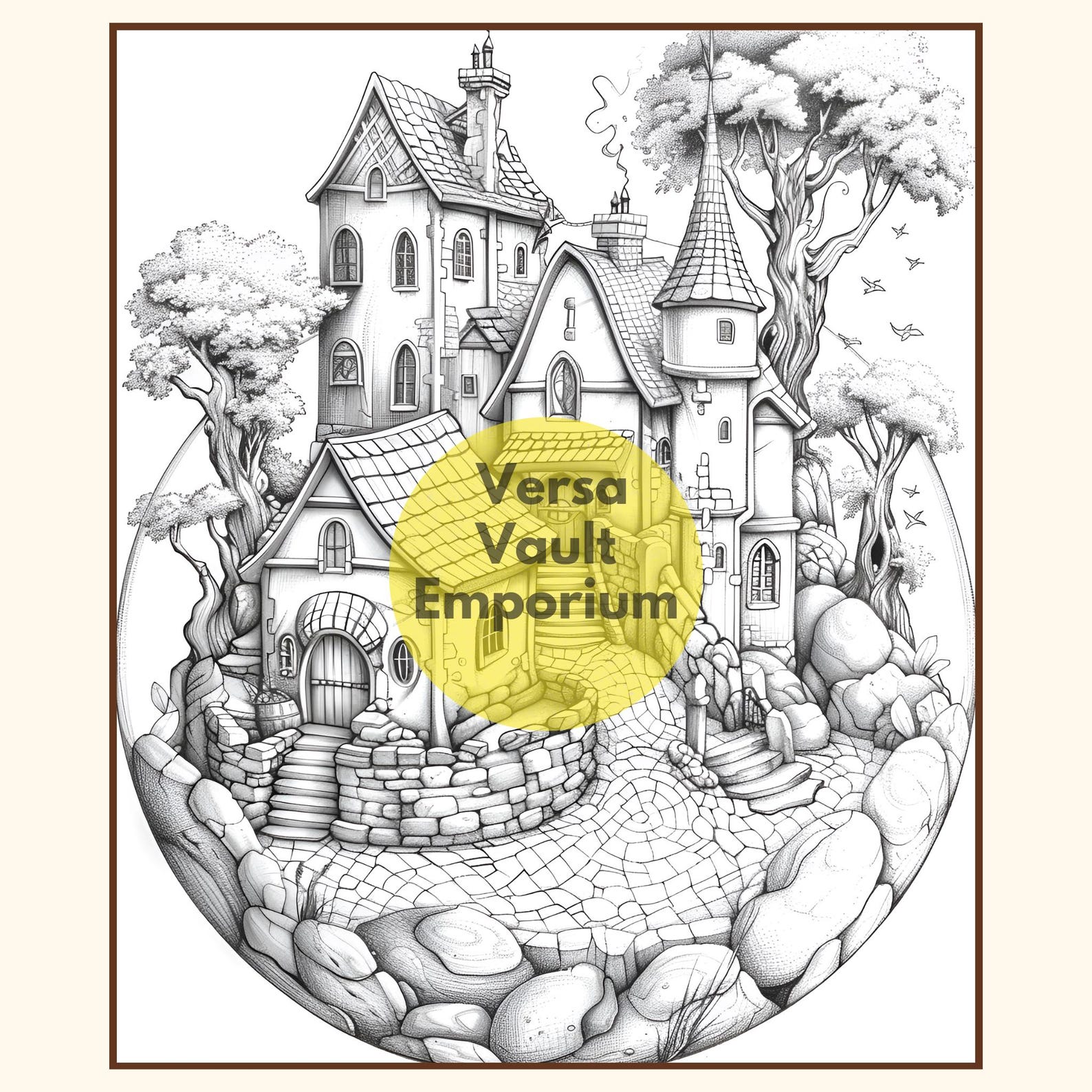 Pocket Worlds Coloring Pages | Cozy Fantasy Scenes | Relaxing Coloring ...